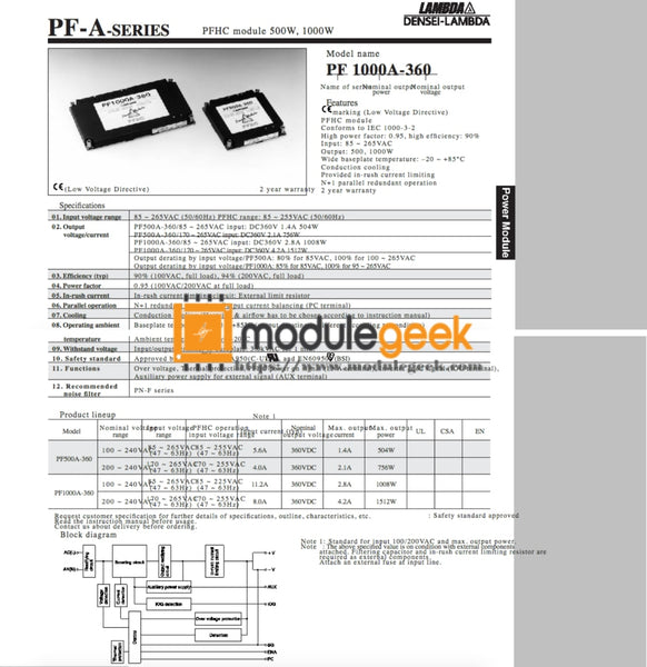 1PCS LAMBDA PF1000A-360 POWER SUPPLY MODULE NEW 100% Best price and qu – ModuleGeek